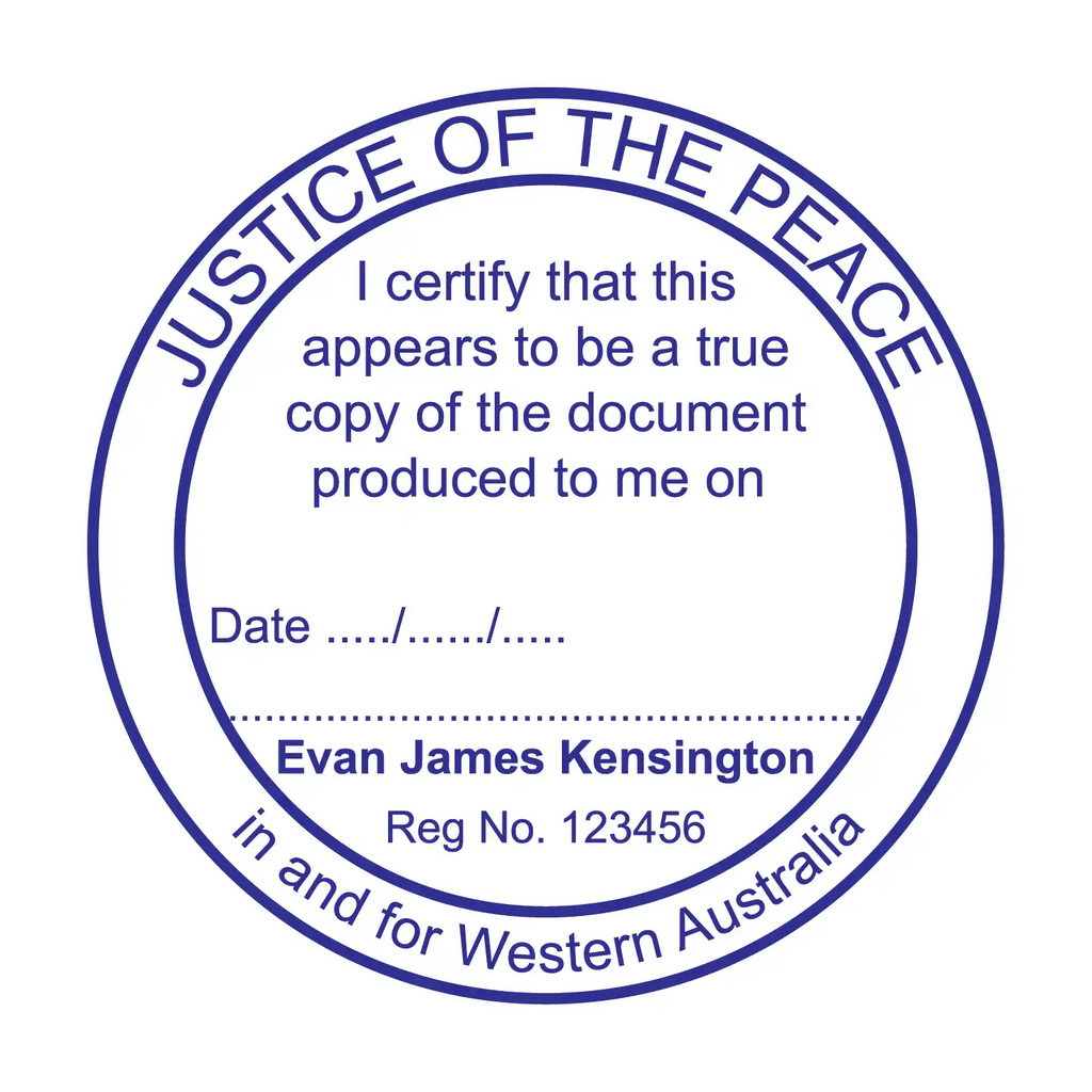 Blue Large Round True Copy JP Stamp Western Australia